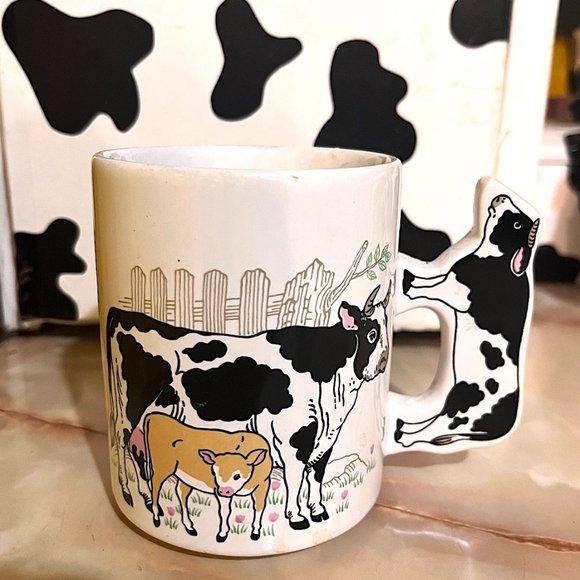 Dining | Cow And Calf Coffee Mug With Cow Shaped Handle | Poshmark